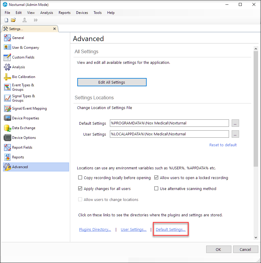 User Settings and Centralized Settings – Nox Support